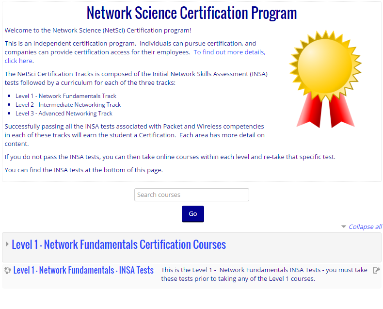 Network Science Certification Program Information